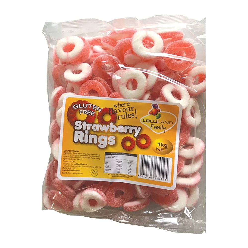 LOLLILAND STRAWBERRY RINGS X 1KG – RJ's Mart