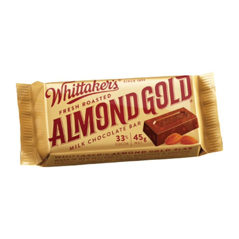 WHITTAKER'S BAR ALMOND GOLD 45G – RJ's Mart